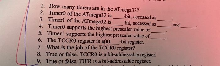 Solved and 1. How many timers are in the ATmega32? 2. Timero | Chegg.com