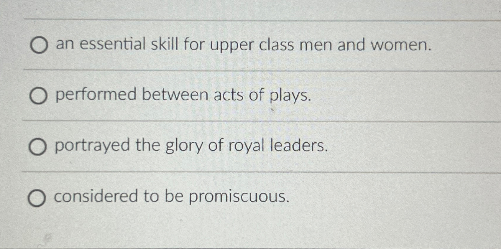 Solved ﻿an essential skill for upper class men and | Chegg.com