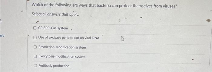 Solved Which of the following are ways that bacteria can | Chegg.com
