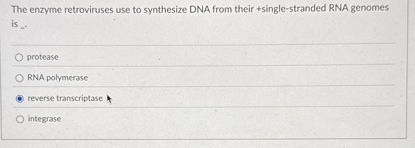 Solved The enzyme retroviruses use to synthesize DNA from | Chegg.com