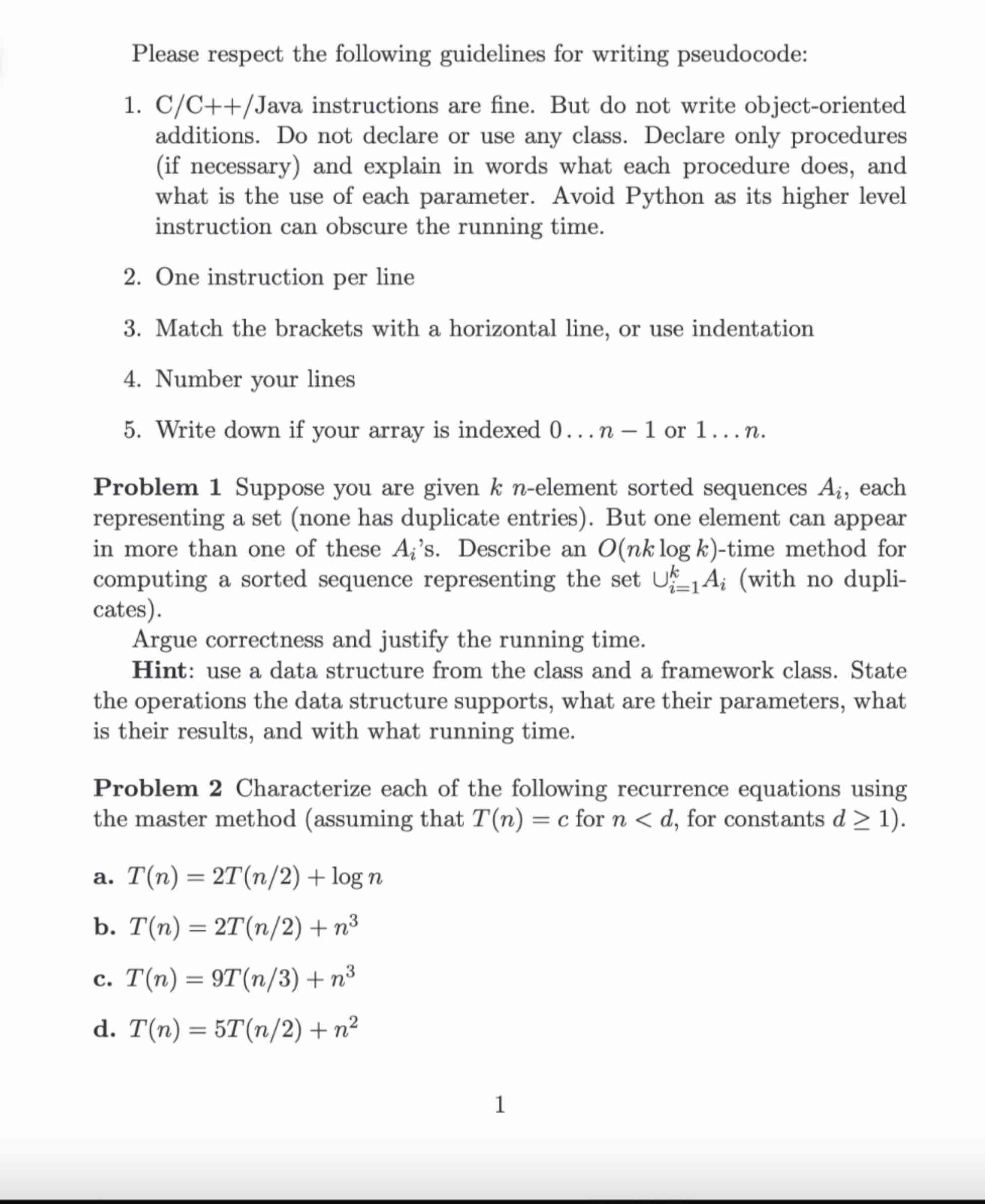 Solved Please respect the following guidelines for writing | Chegg.com