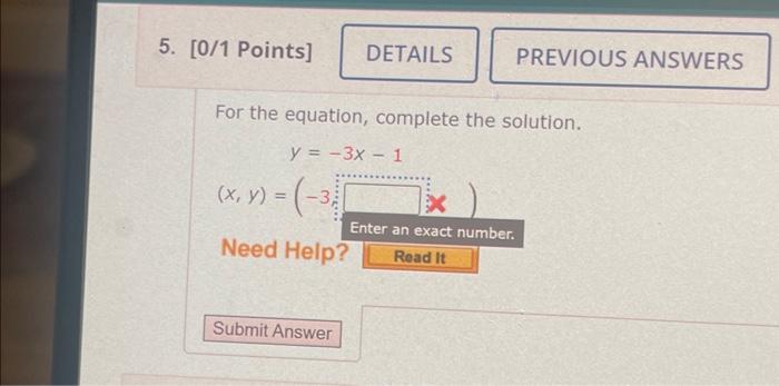 Solved For the equation, complete the solution. | Chegg.com