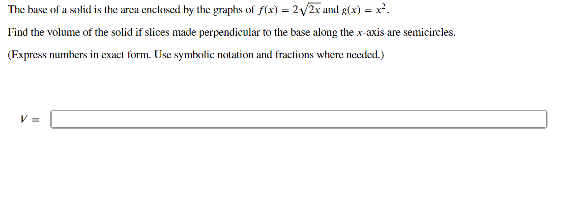 Solved The base of a solid is the area enclosed by the | Chegg.com