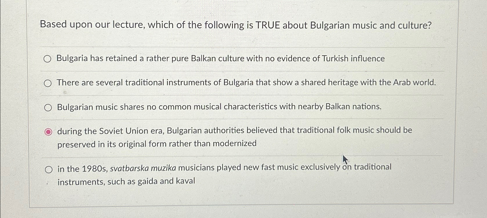 Solved Based upon our lecture, which of the following is | Chegg.com