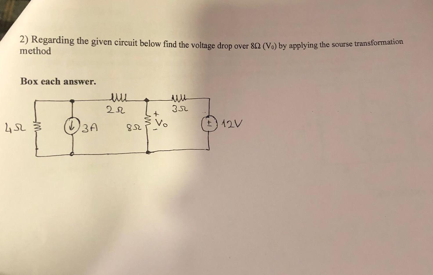 Solved Regarding the given circuit below find the voltage | Chegg.com