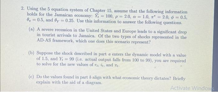 Solved 2. Using the 5 equation system of Chapter 15 , assume | Chegg.com