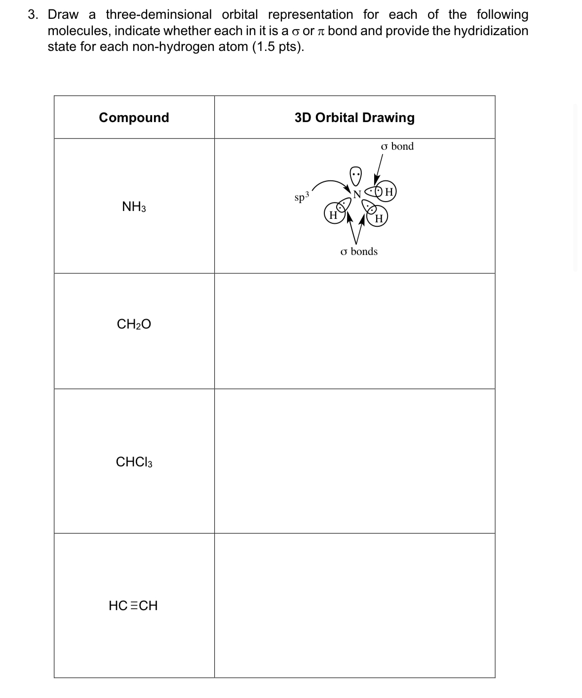 Solved Draw a three-deminsional orbital representation for | Chegg.com