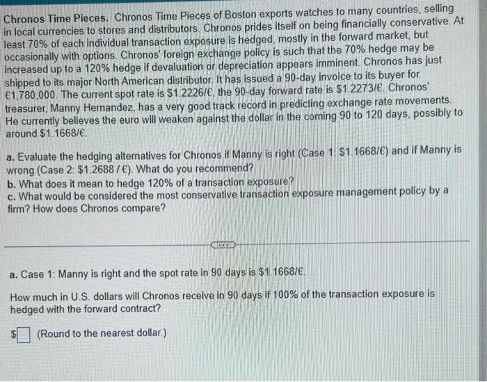 Solved Chronos Time Pieces. Chronos Time Pieces of Boston | Chegg.com