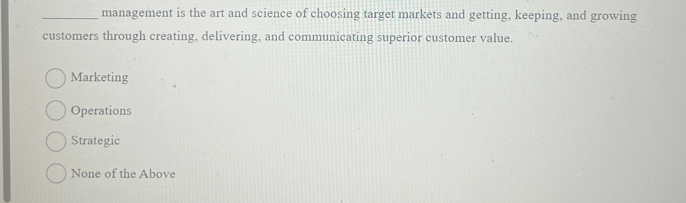 Solved management is the art and science of choosing target | Chegg.com