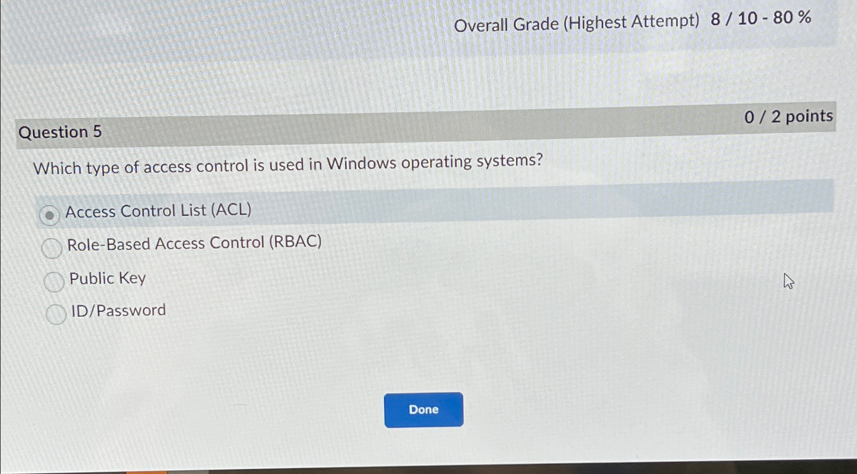 Solved Overall Grade (Highest Attempt) 8 / 10 - 80%Question | Chegg.com