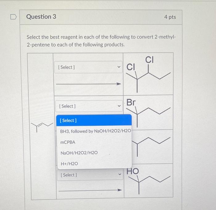 Solved Select the best reagent in each of the following to | Chegg.com