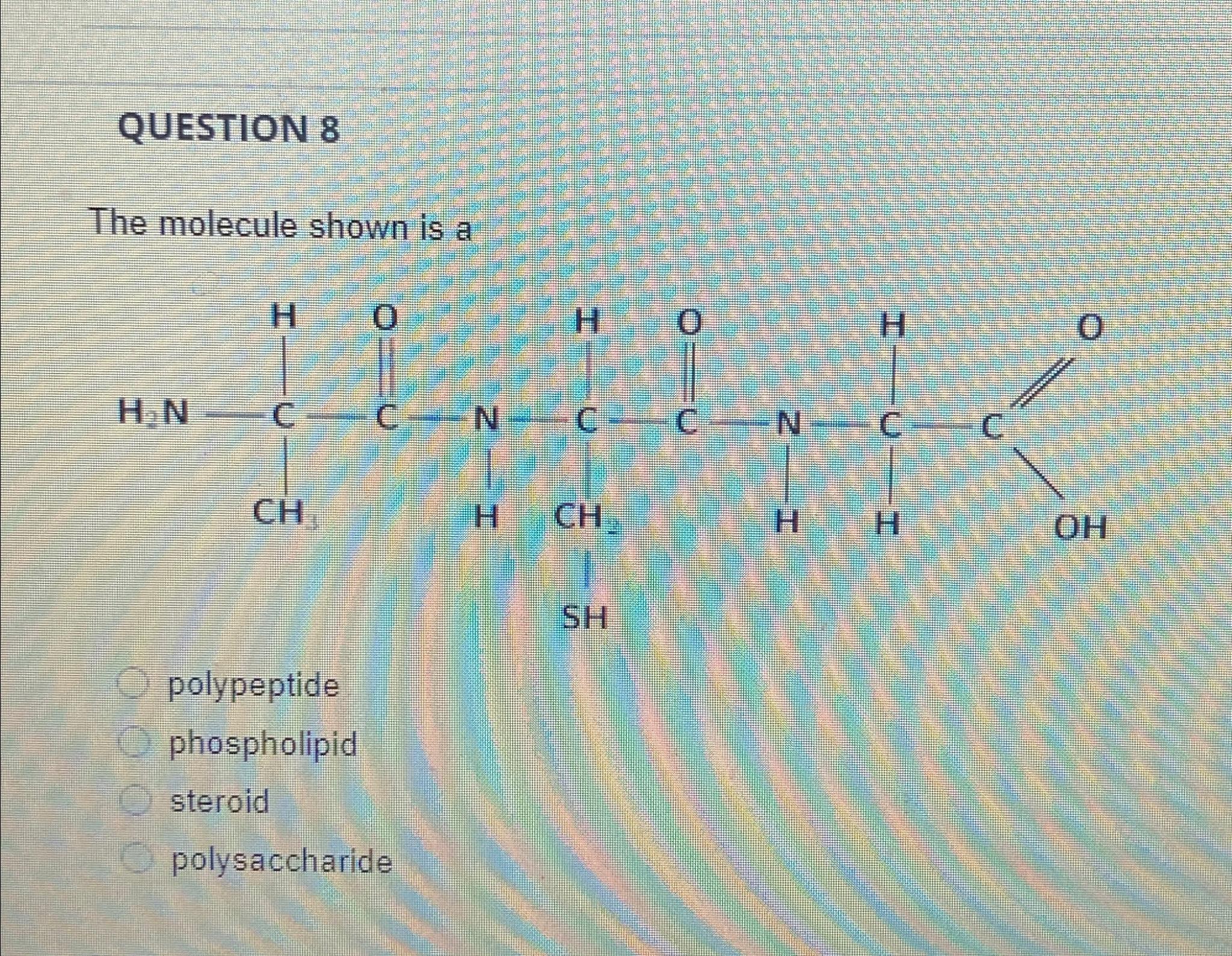 Solved QUESTION 8The molecule shown is | Chegg.com