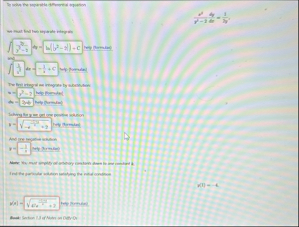 Solved To nolve the lieparable diferential | Chegg.com