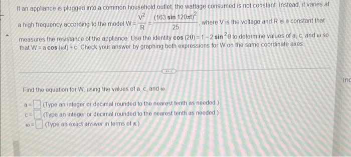 Solved If an appliance is plugged into a common household | Chegg.com