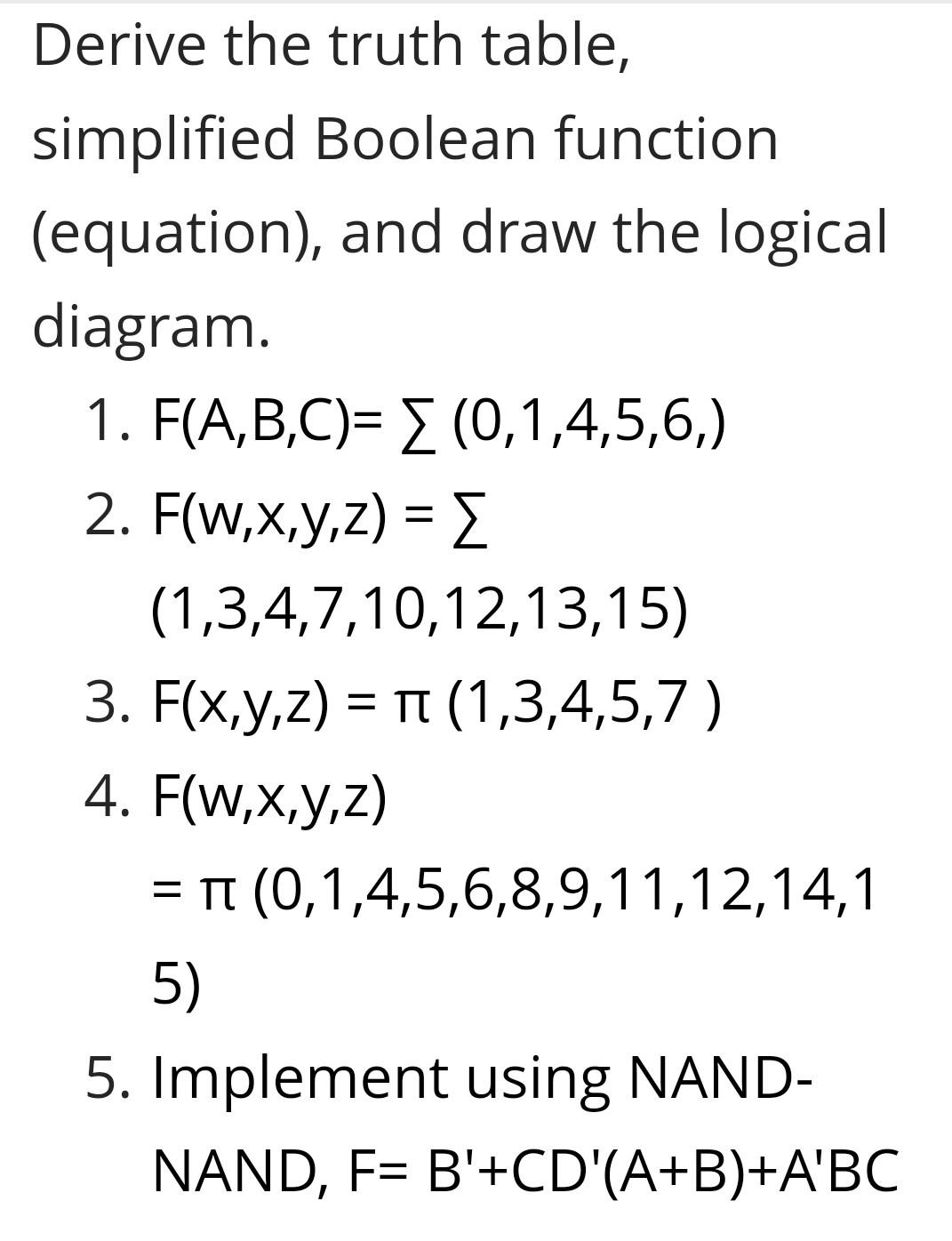 Solved Derive the truth table, simplified Boolean function | Chegg.com