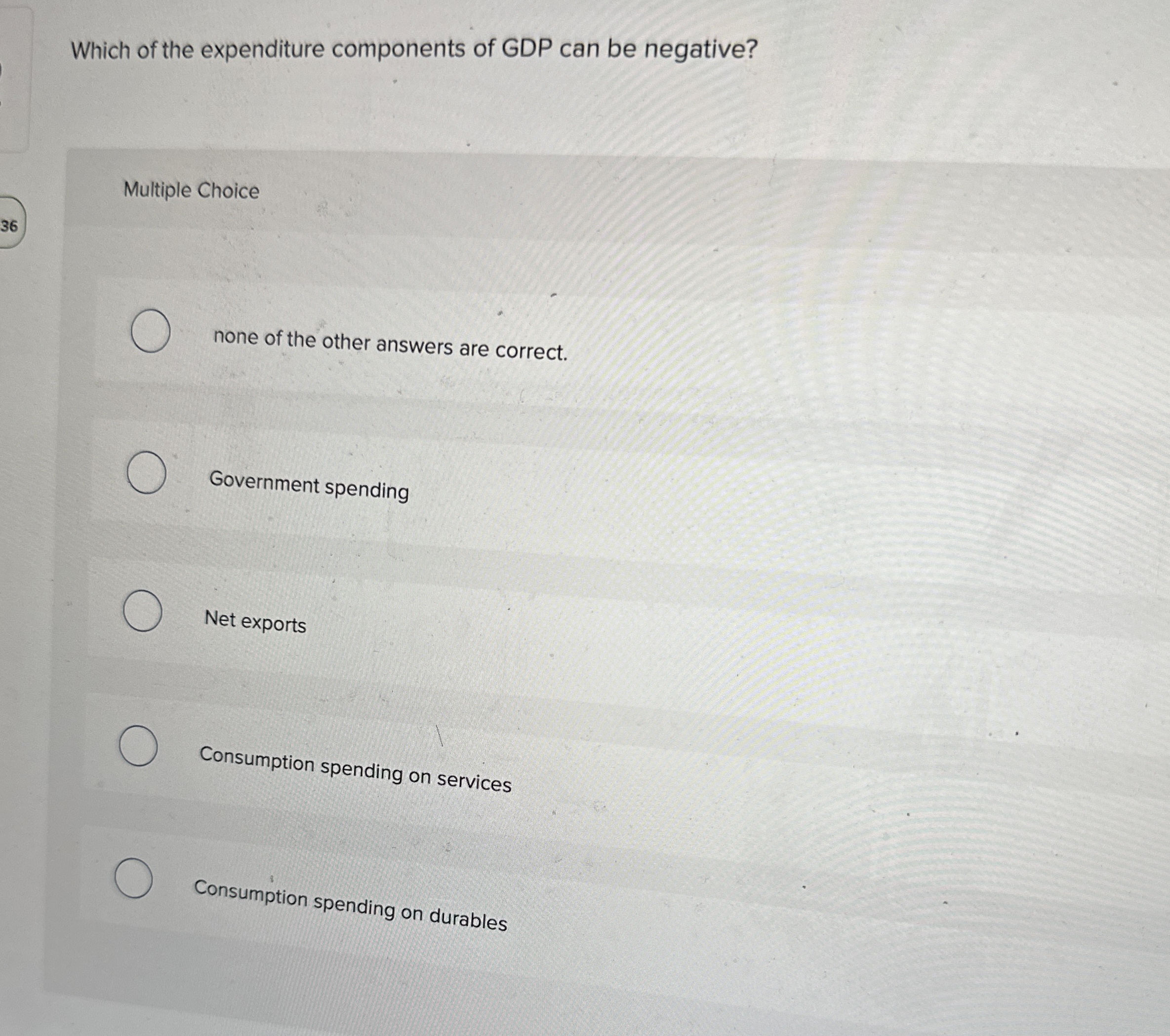 Solved Which of the expenditure components of GDP can be | Chegg.com