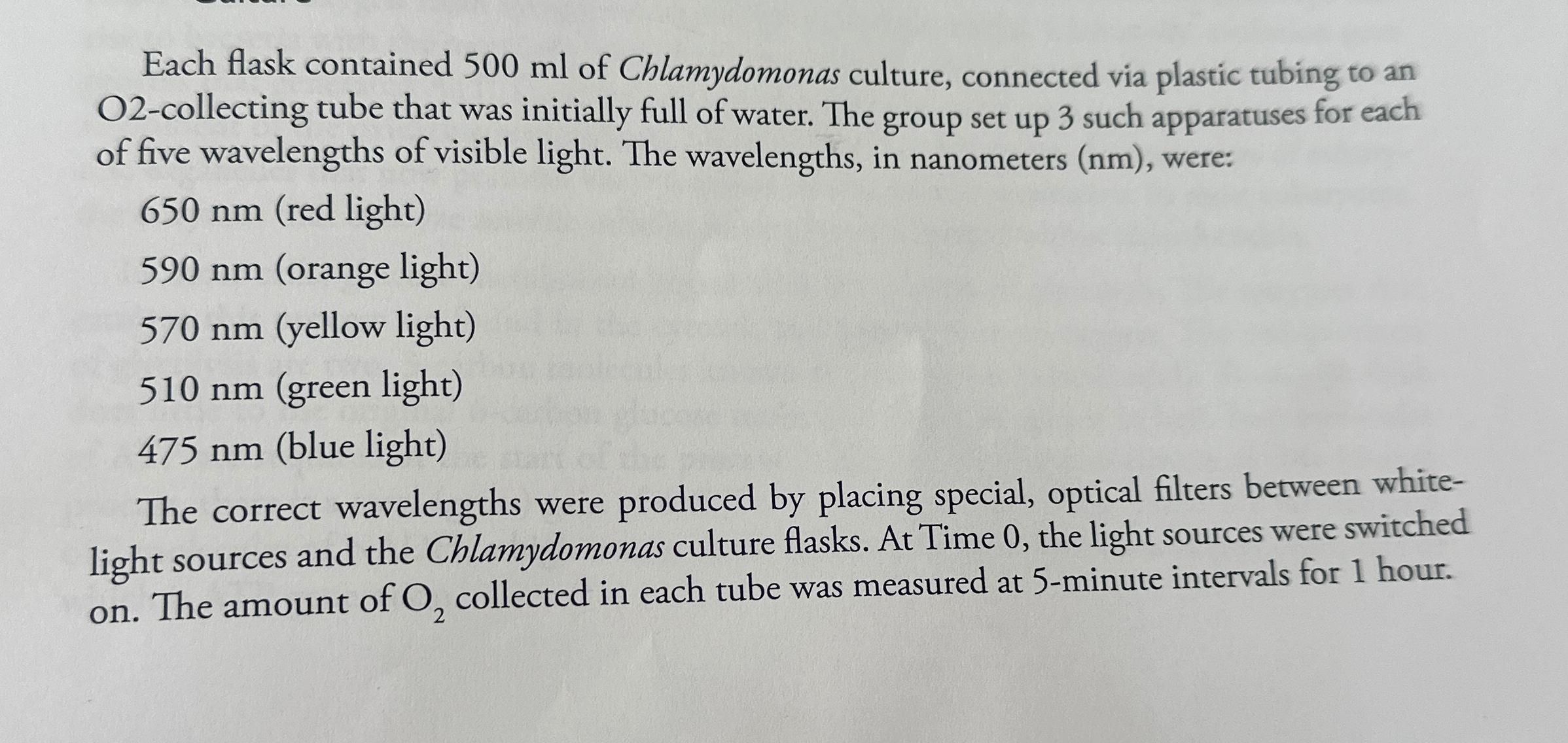 Solved Each flask contained 500 ﻿ml of Chlamydomonas | Chegg.com