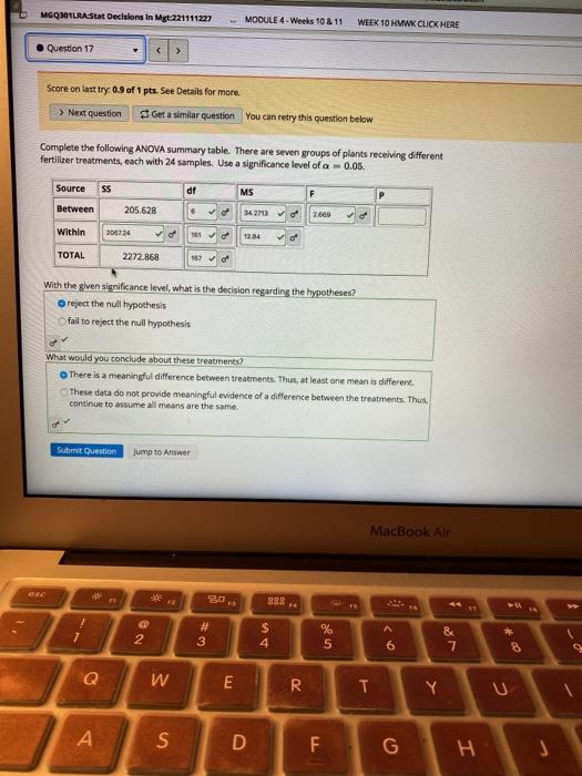 Solved MGQS01LRA.Stat Decisions In Myt:221111227 MODULE | Chegg.com