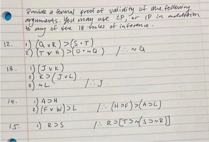 Solved Provide a formal proof of validity of the following | Chegg.com