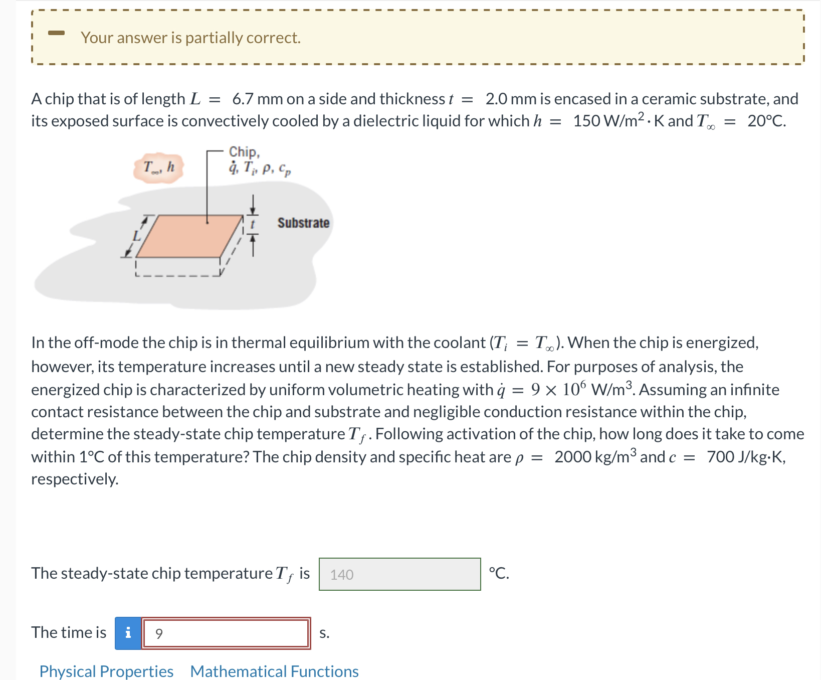 Solved Your answer is partially correct.A chip that is of | Chegg.com