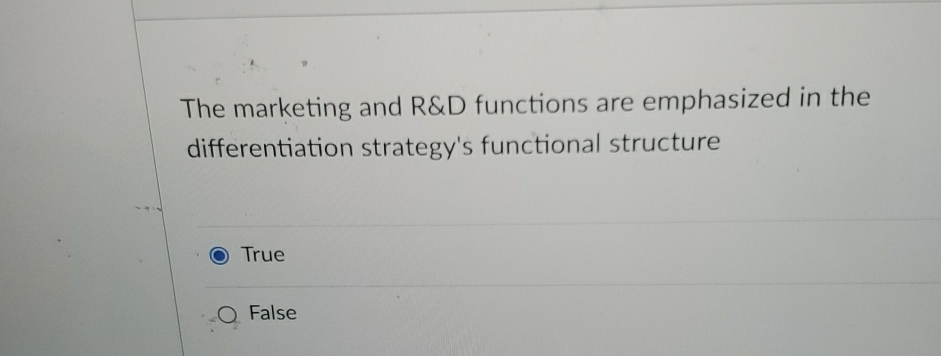 Solved The marketing and R&D functions are emphasized in the | Chegg.com