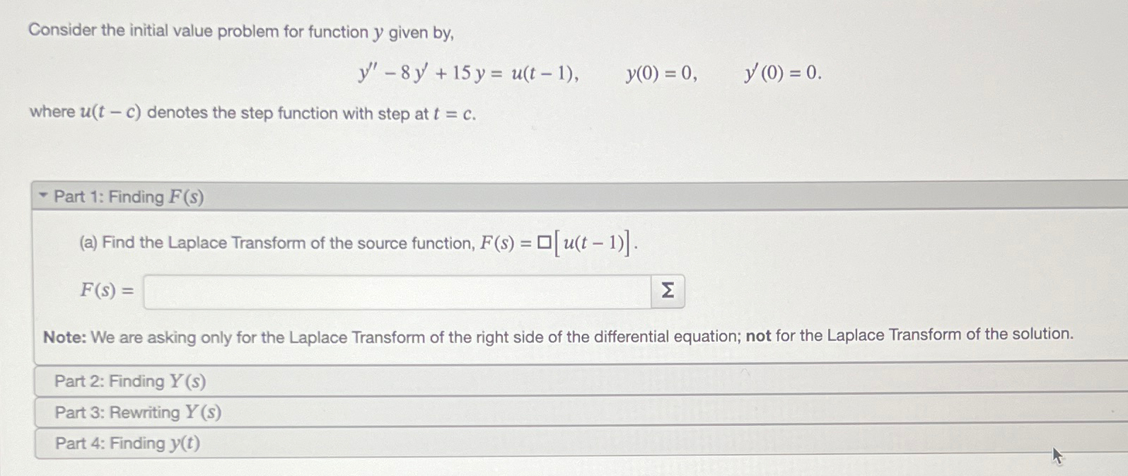 Solved Consider the initial value problem for function y | Chegg.com