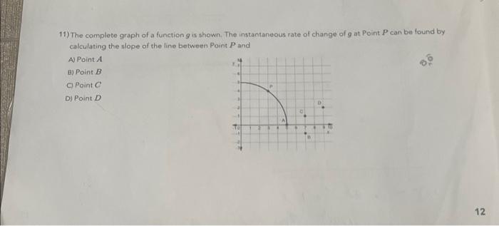 Solved 11) The complete graph of a function g is shown. The | Chegg.com