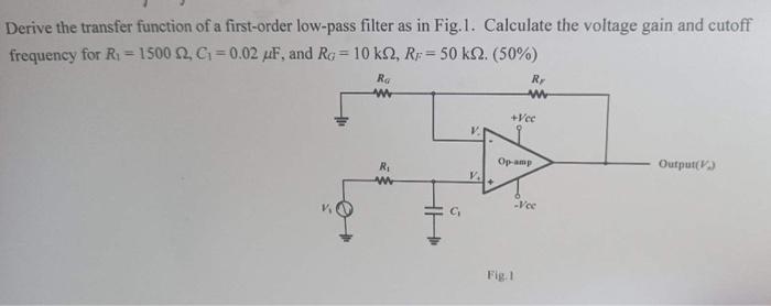 Solved Derive the transfer function of a first-order | Chegg.com