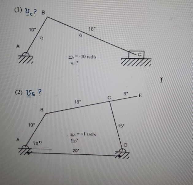 Solved find velocity Vc for the first one ans velocity Ve | Chegg.com