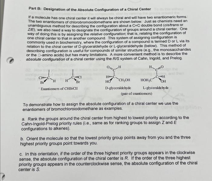 Part B: Designation of the Absolute Configuration of | Chegg.com