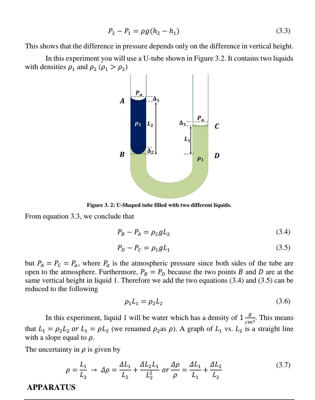 Experiment 3: Density of Liquids BACKGROUND AND | Chegg.com