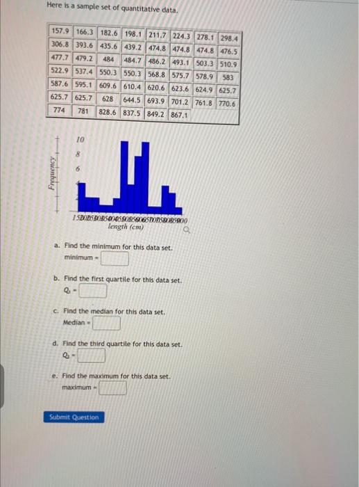 Solved Here is a sample set of quantitative data. a. Find | Chegg.com