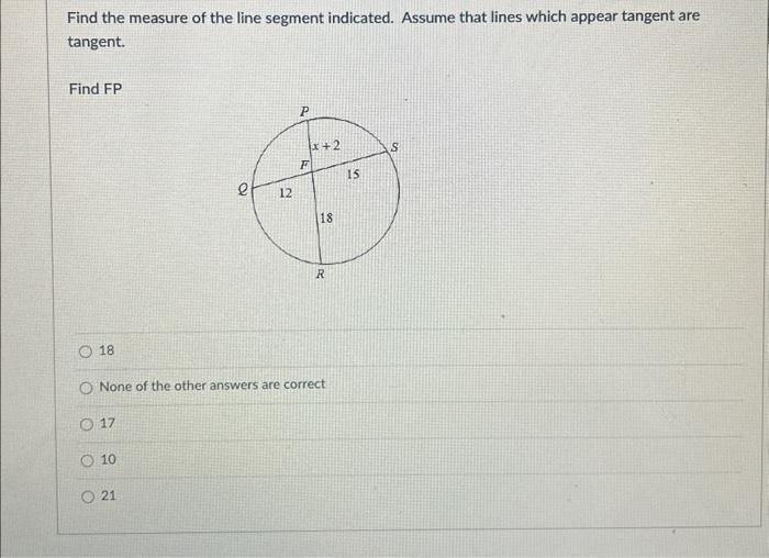 Solved Find the measure of the line segment indicated. | Chegg.com