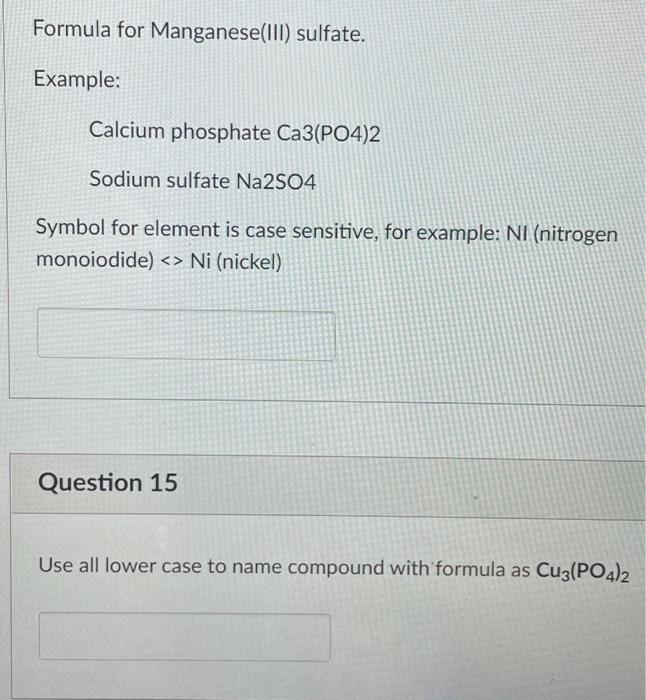 Solved Formula for Manganese(III) sulfate. Example: Calcium | Chegg.com