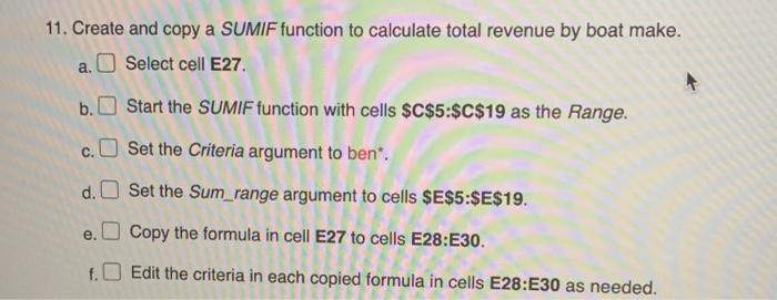 Solved Create And Copy A Sumif Function To Calculate Total 7932