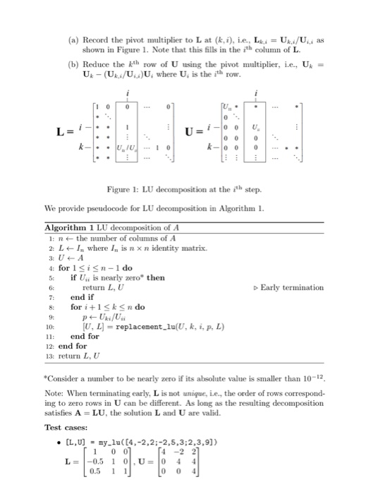Solved 2 Lu Decomposition 60 Points In This Part You Will