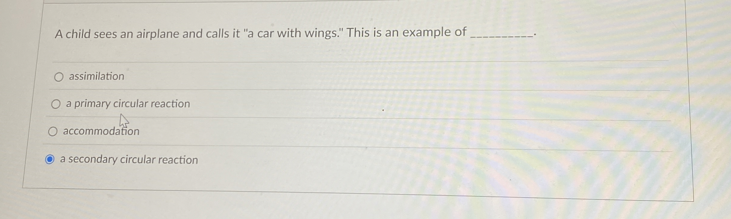 Solved A child sees an airplane and calls it "a car with | Chegg.com