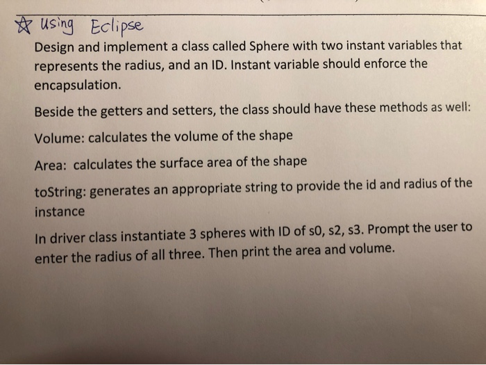Solved ☆ using Eclipse Design and implement a class called | Chegg.com
