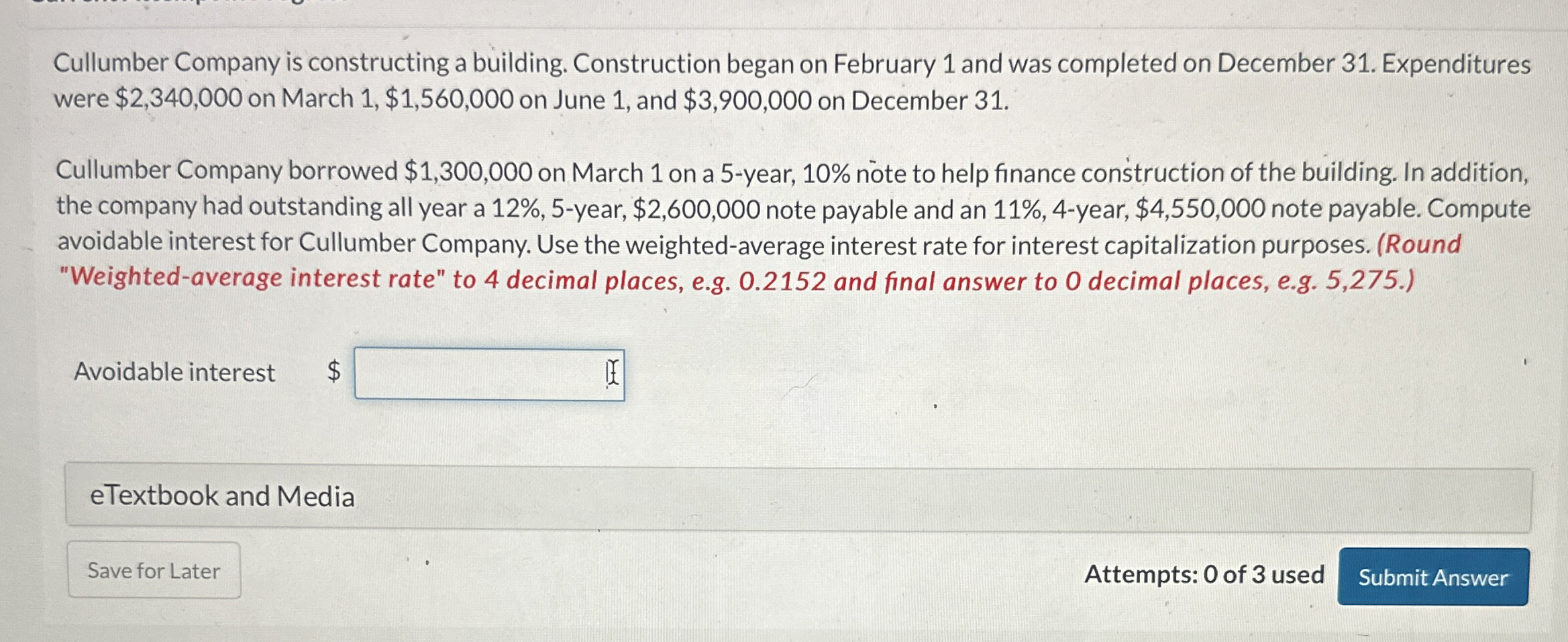Solved Cullumber Company is constructing a building. | Chegg.com