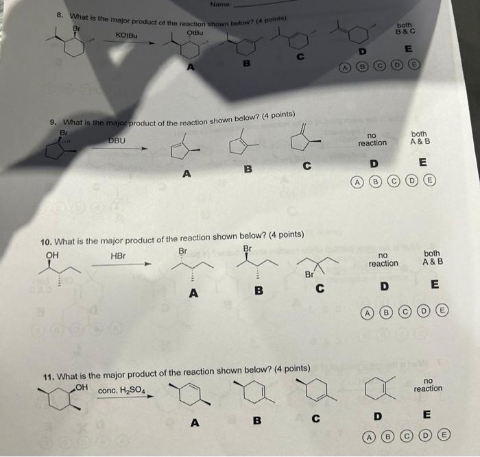 Solved 8. What is the major product of the reaction shown | Chegg.com