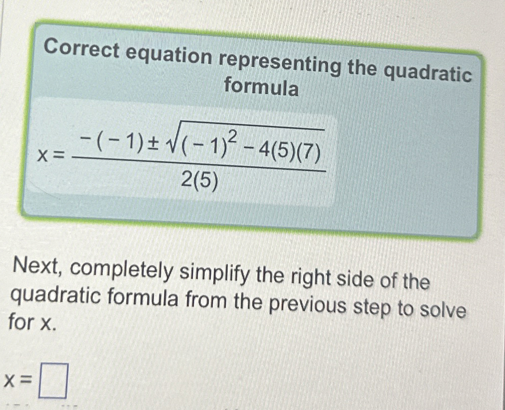 Solved Correct equation representing the quadratic | Chegg.com