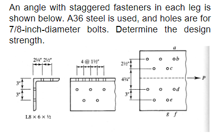 Solved An angle with staggered fasteners in each leg isshown | Chegg.com