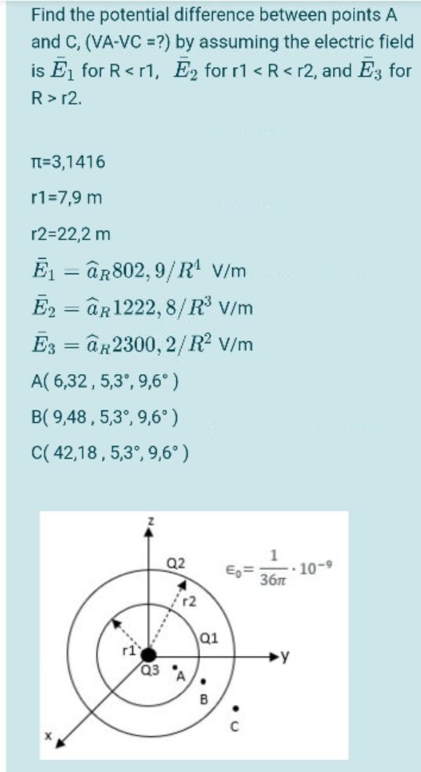Solved Find the potential difference between points A and C, | Chegg.com