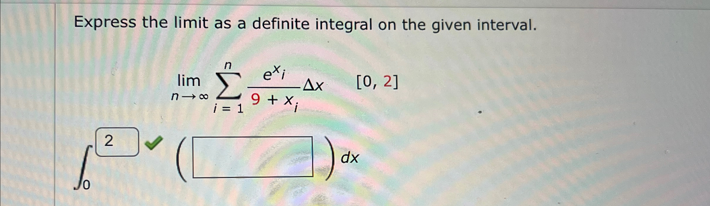 Solved Express the limit as a definite integral on the given | Chegg.com