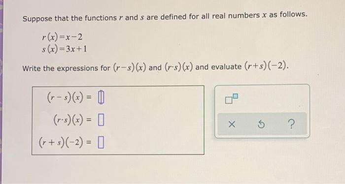 Solved Suppose that the functions r and s are defined for | Chegg.com