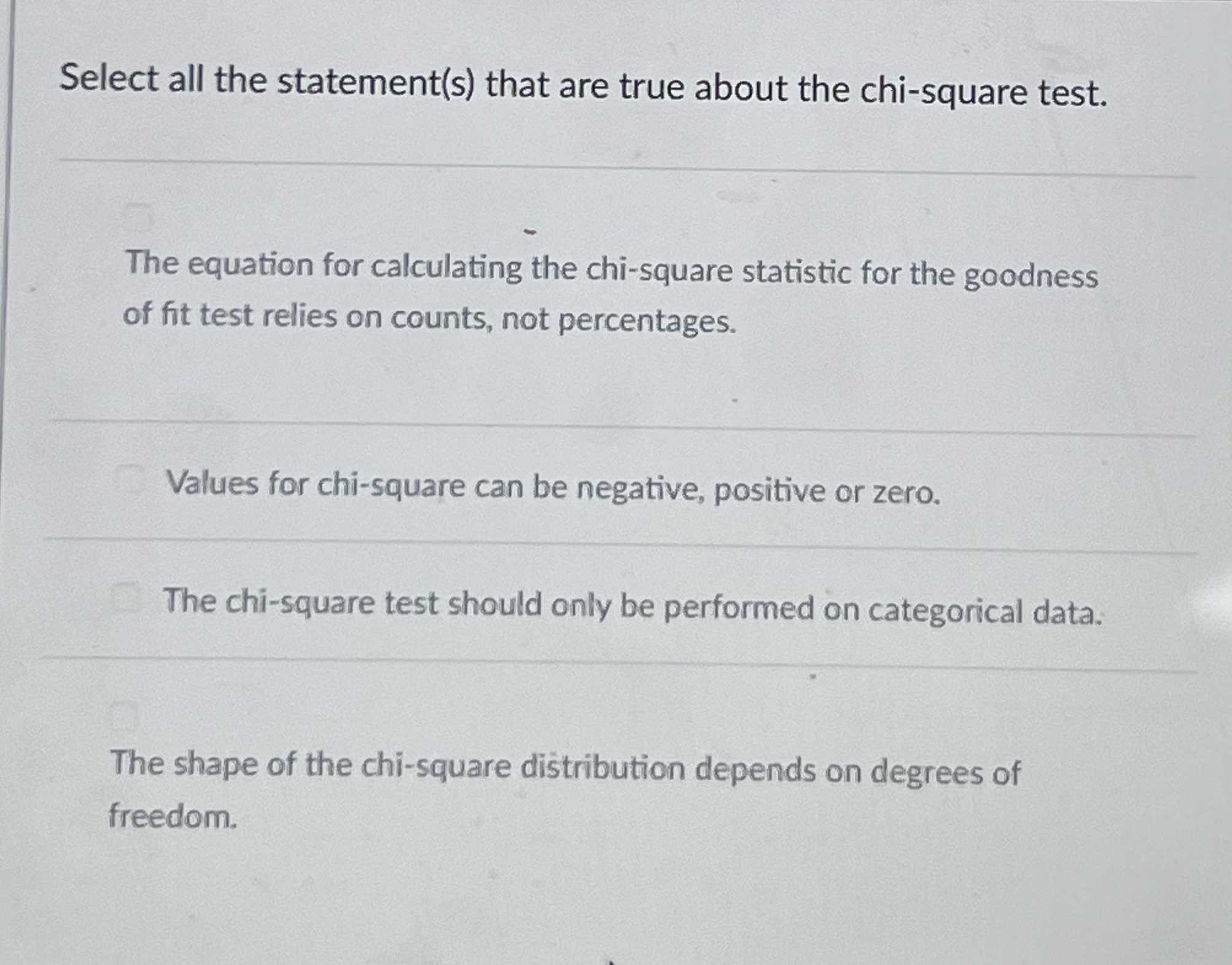 Solved Select all the statement(s) ﻿that are true about the | Chegg.com