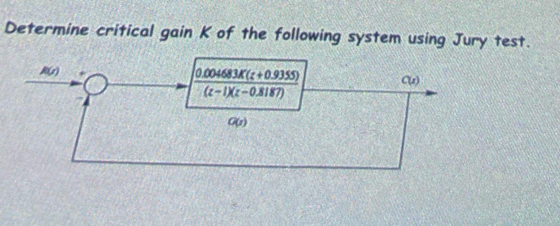 Solved Determine critical gain K of the following system | Chegg.com