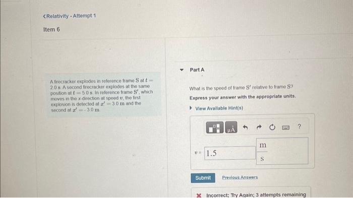 Solved A frecracker explodes in teference frame S at t : 2.0 | Chegg.com
