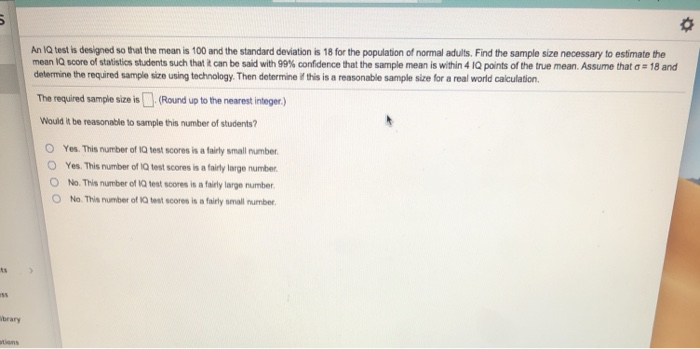 Solved An 1Q test is designed so that the mean is 100 and | Chegg.com