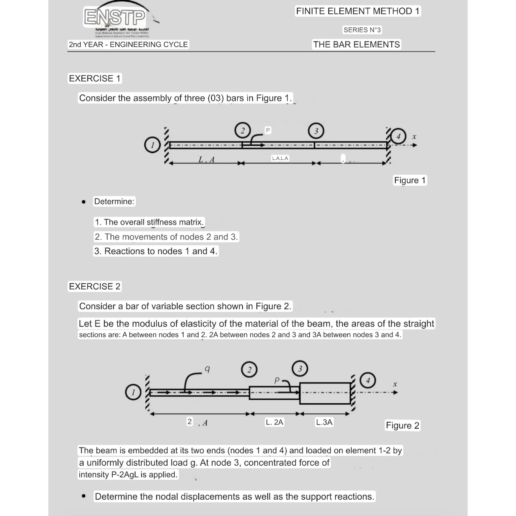 Solved FINITE ELEMENT METHOD 1SERIES N °32nd YEAR - | Chegg.com